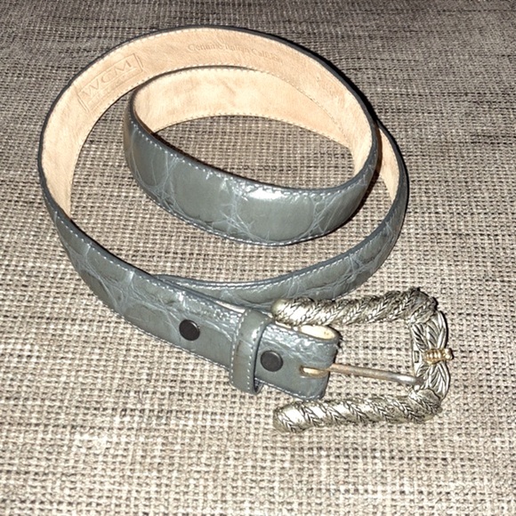 Vintage | Accessories | Vintage Wcm Leather Butterfly Buckle Belt Teal ...